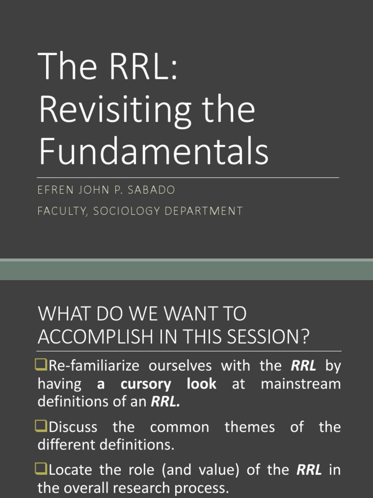The RRL | PDF | Citation | Qualitative Research
