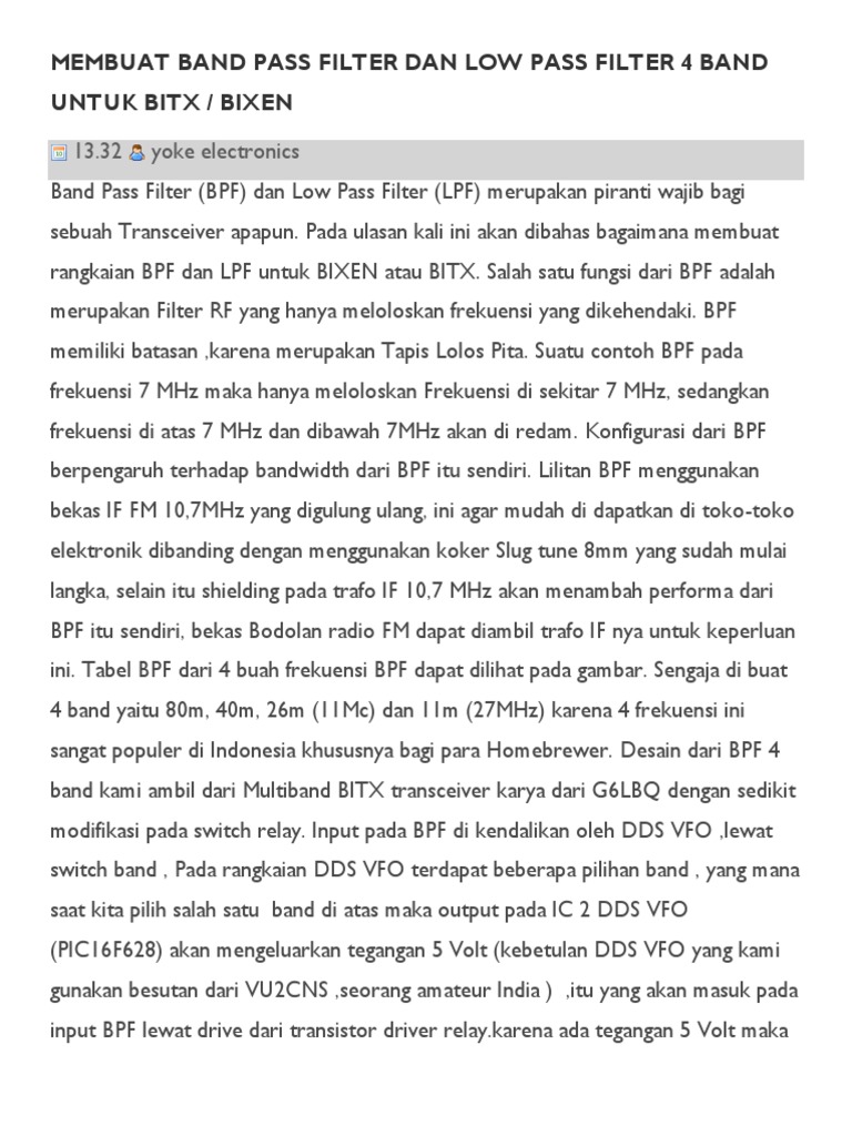 Skema Filter VHF untuk BITX/BIXEN | PDF | Komputer