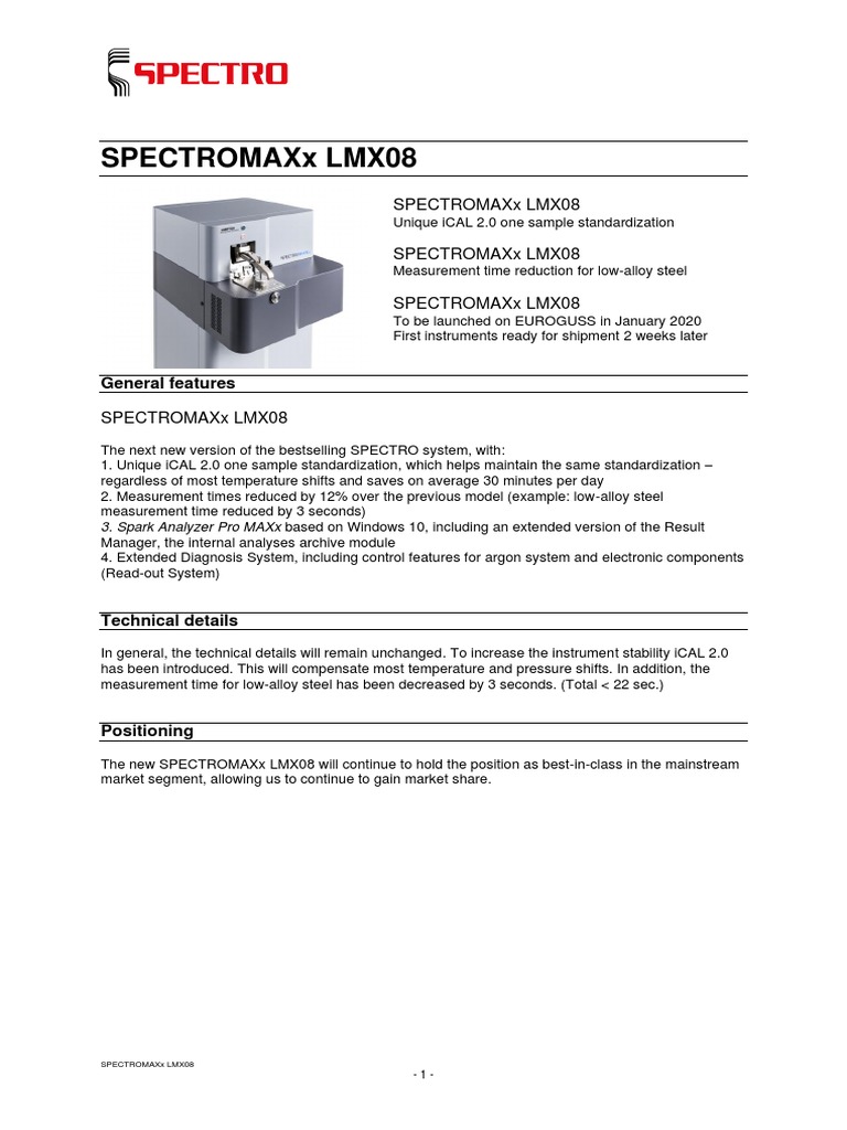 SPECTROMAXx LMX08 PreRollout | PDF