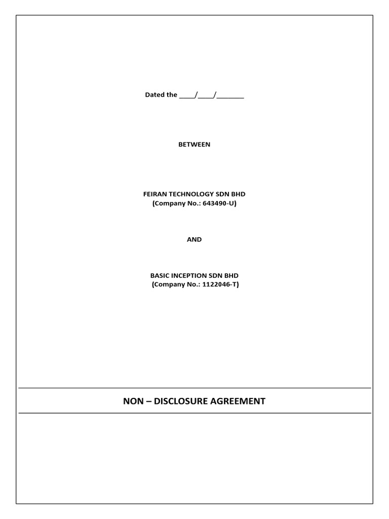 NDA Blank v1 2 FT-BI | PDF | Confidentiality | Non Disclosure Agreement