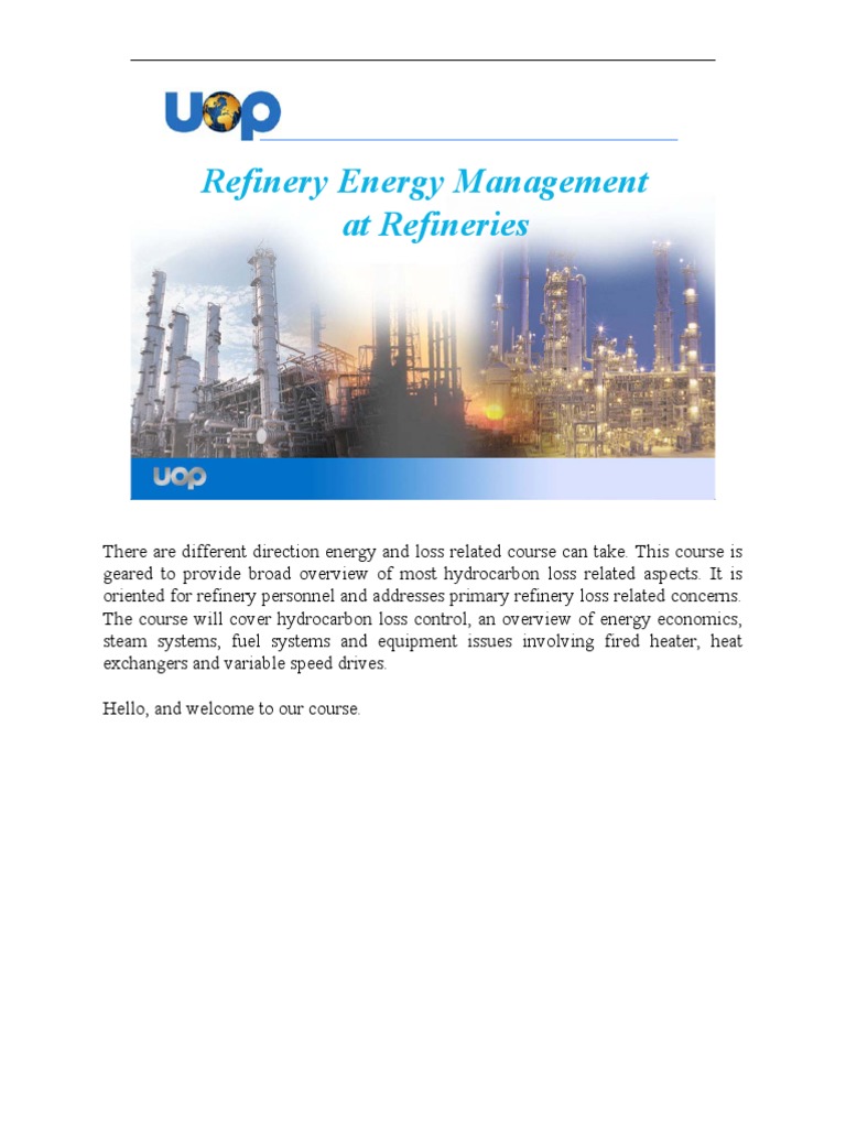 Refinery Energy Management Course Overview | PDF | Oil Refinery ...