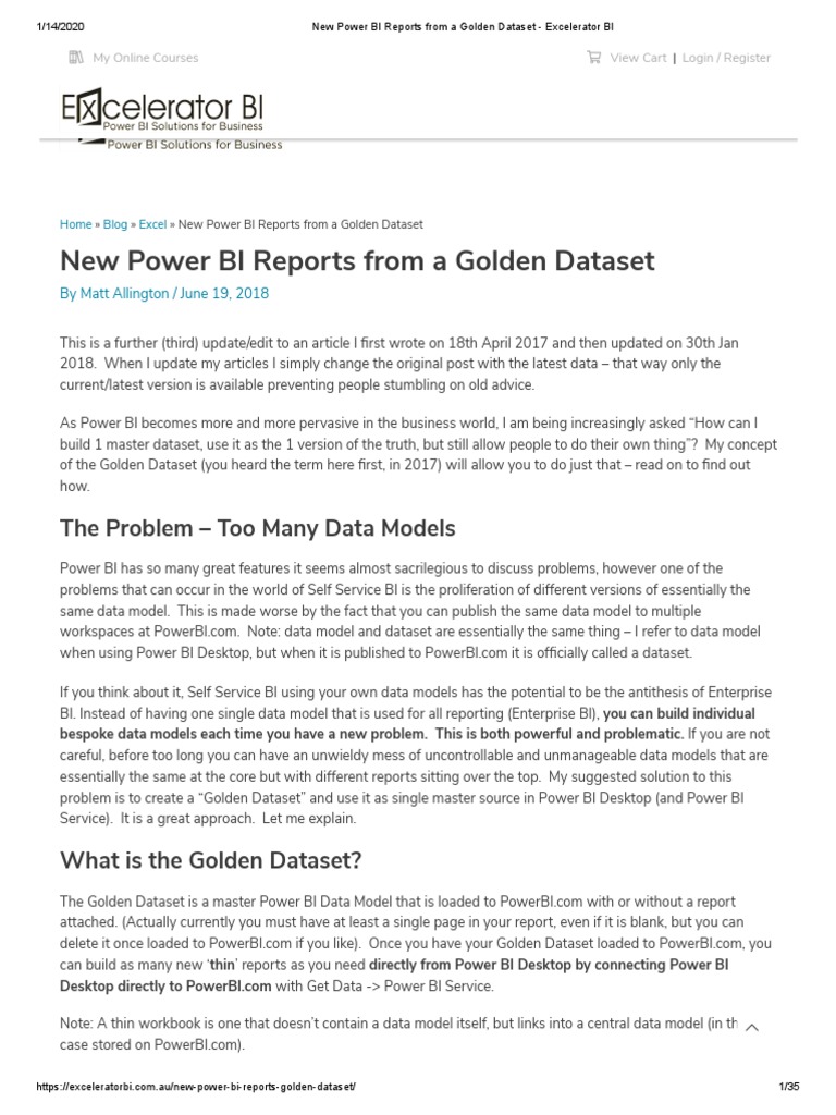 New Power BI Reports From A Golden Dataset - Excelerator BI PDF | PDF | Microsoft Sql Server ...