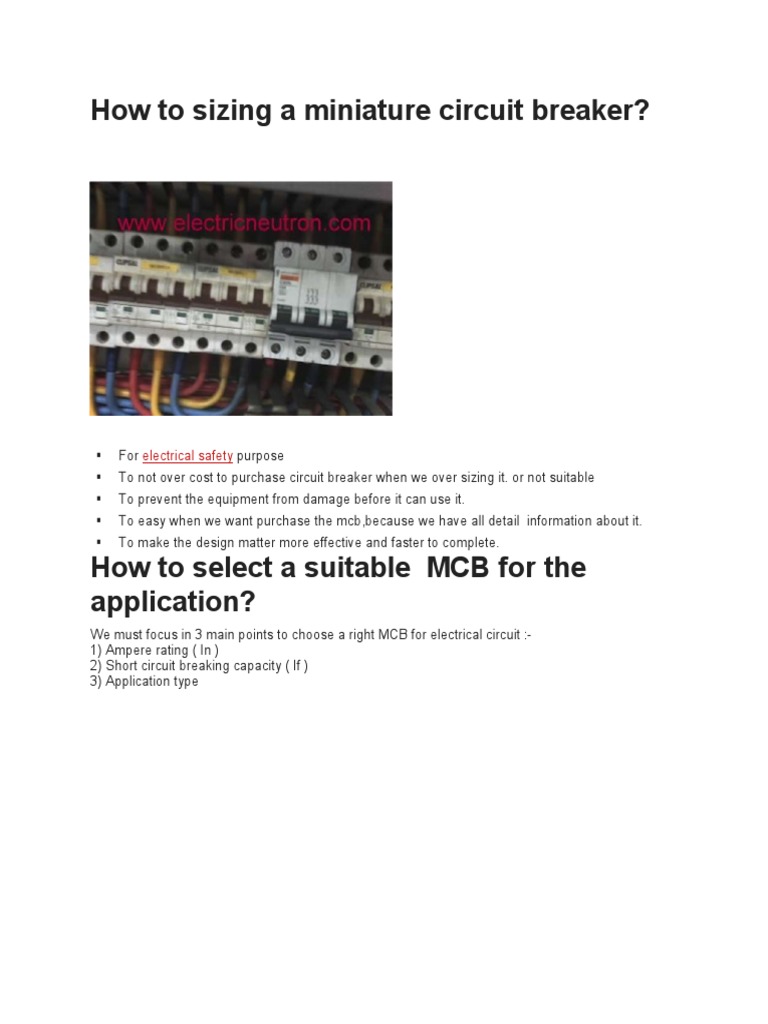 How To Size MCB | PDF | Power Supply | Electromagnetism