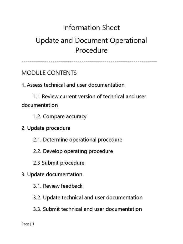 Update Operational Procedures Guide | PDF | Documentation | Data Quality