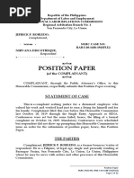 Position Paper Labor Case | PDF | Employment | Complaint