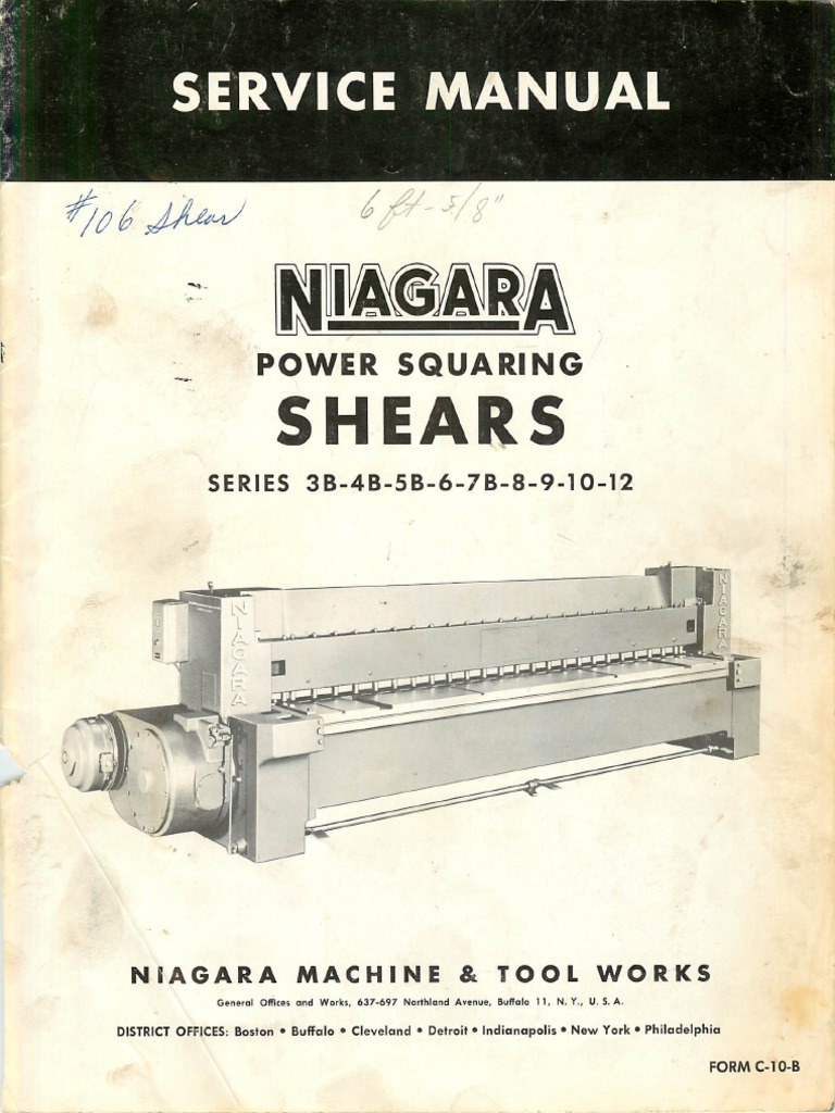Niagara Power Squaring Shear Manual | PDF | Knife | Clutch