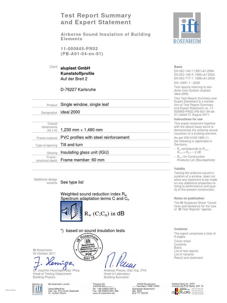 Sound-Insulation IDEAL2000 ITF Certificate PDF | Download Free PDF ...