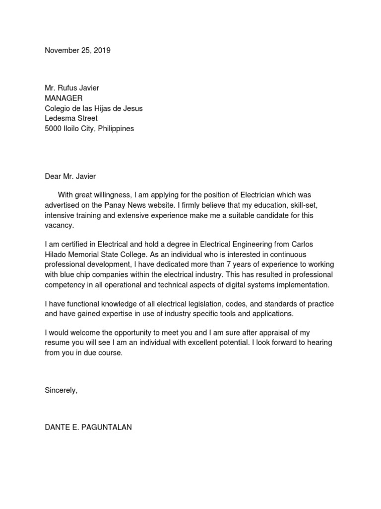 Application Letter PDF Electrician Behavior Modification