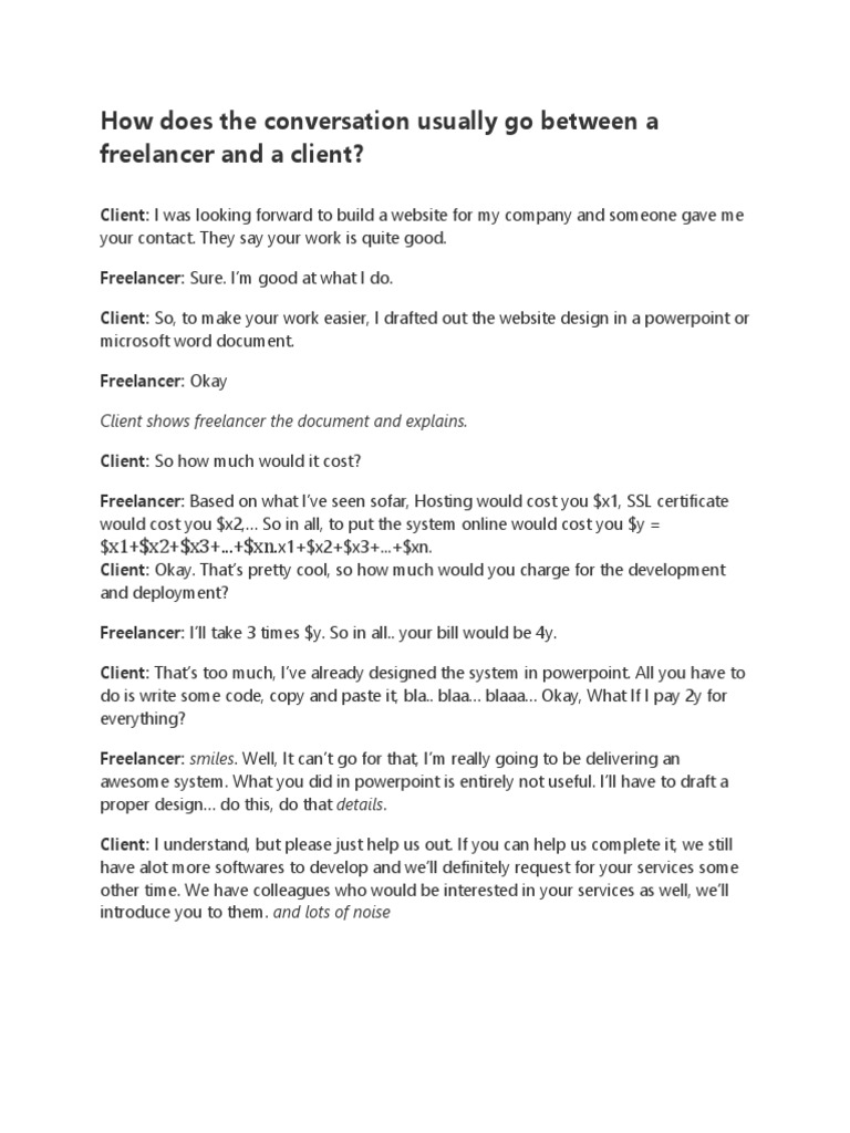 Client Conversation 2 | PDF | Freelancer | Business