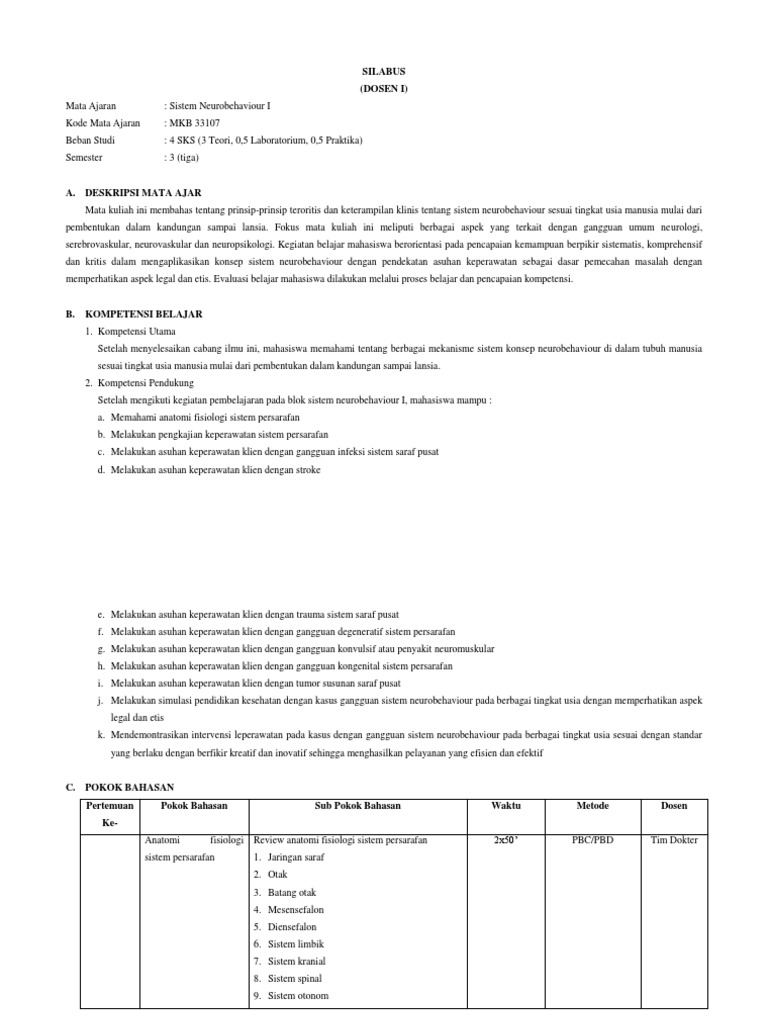 Sistem Neurobehavior | PDF