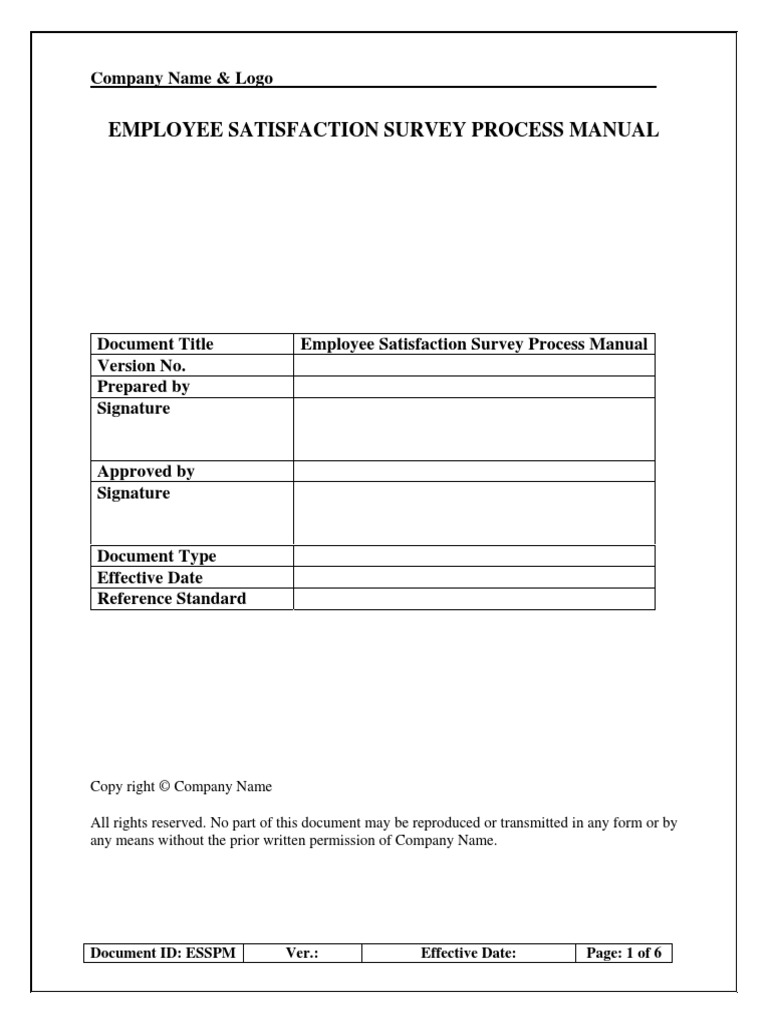 (DOC - ESSPM) Employee Satisfaction Survey Process Manual | PDF | Job ...