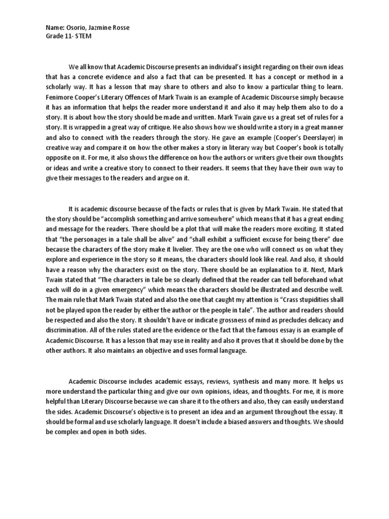 Academic Discourse | PDF | Essays | Discourse