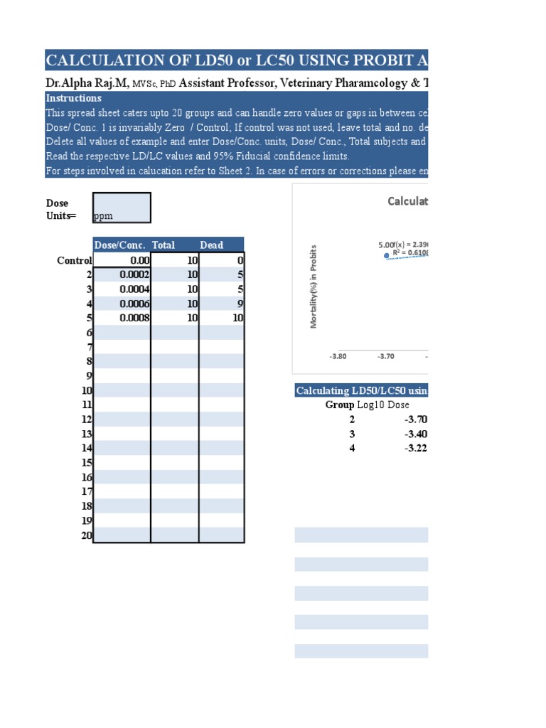 Ld50 Lc50 Probit Analysis 1 Pdf Statistical Analysis Teaching Mathematics