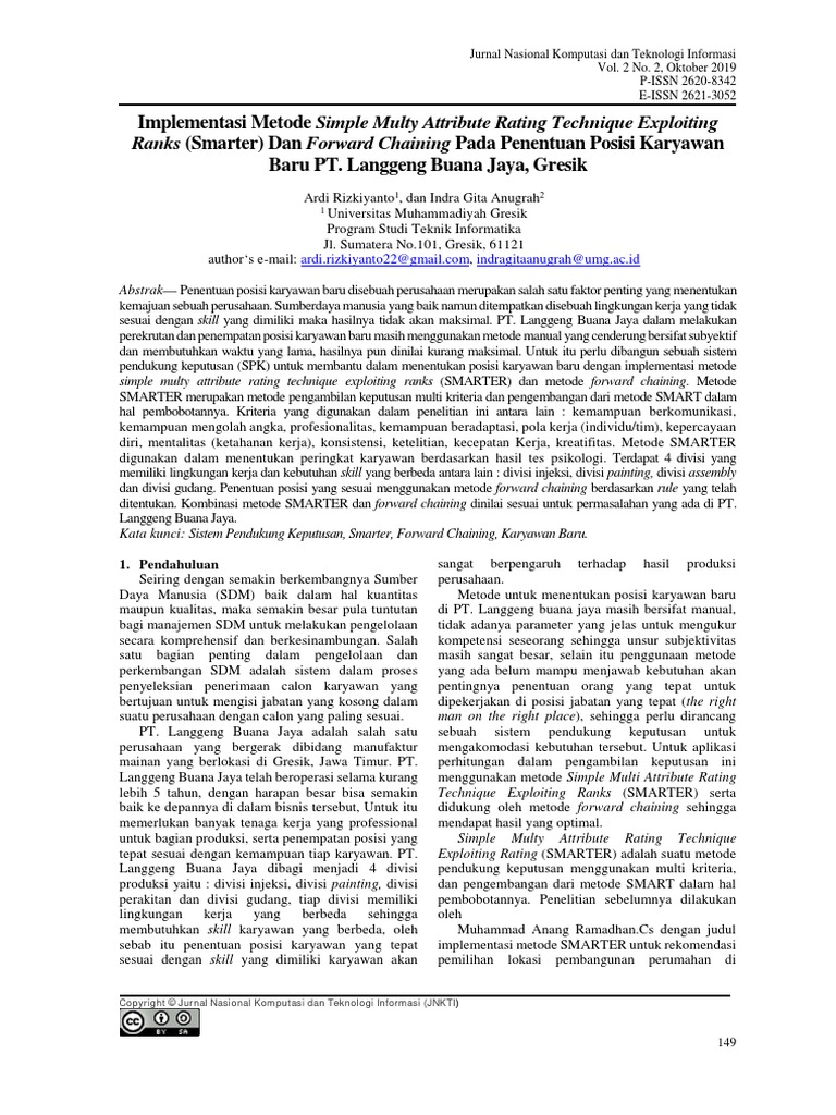 Implementasi Metode Simple Multy Attribute Rating Technique Exploiting | PDF