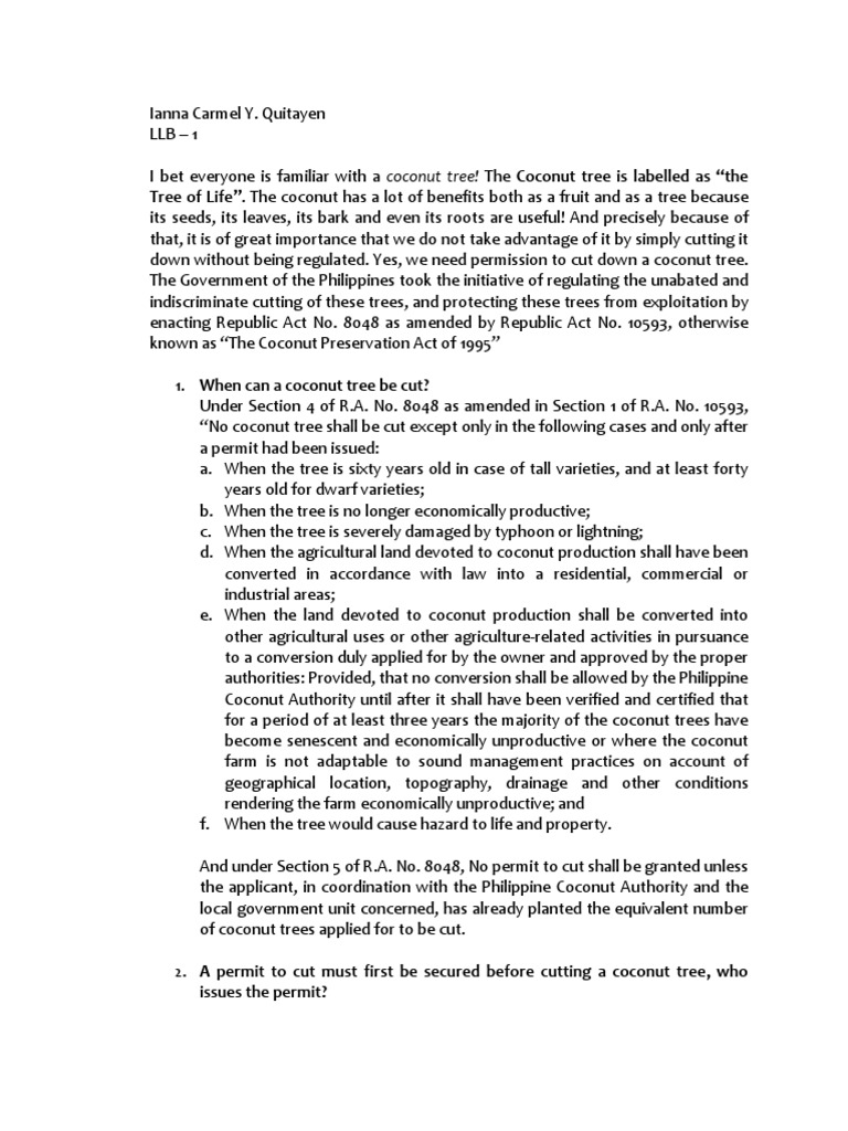 The Coconut Preservation Act | PDF | Coconut | Trees