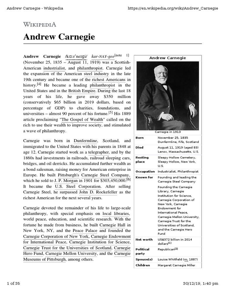 Carnegie History | PDF | Andrew Carnegie | Business