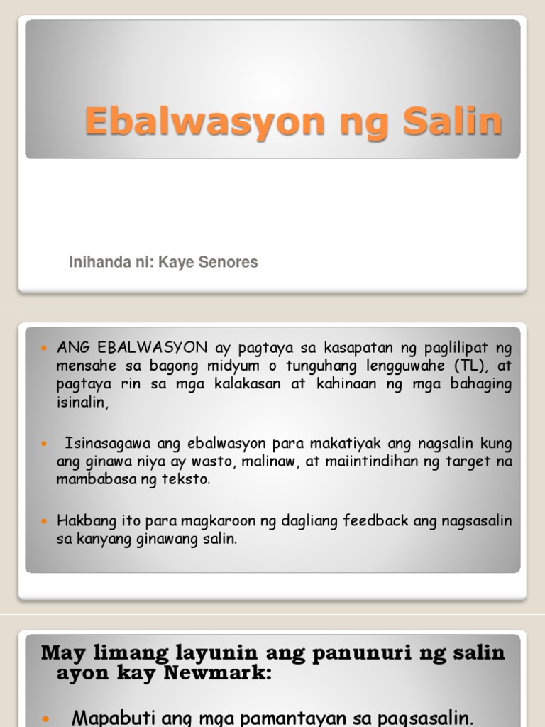 Ebalwasyon NG Salin | PDF