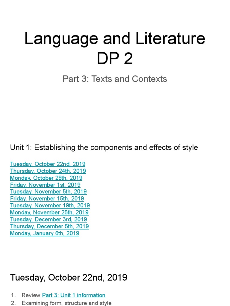 Language and Literature DP 2 - 2019-2020 | PDF | Writers | Essays