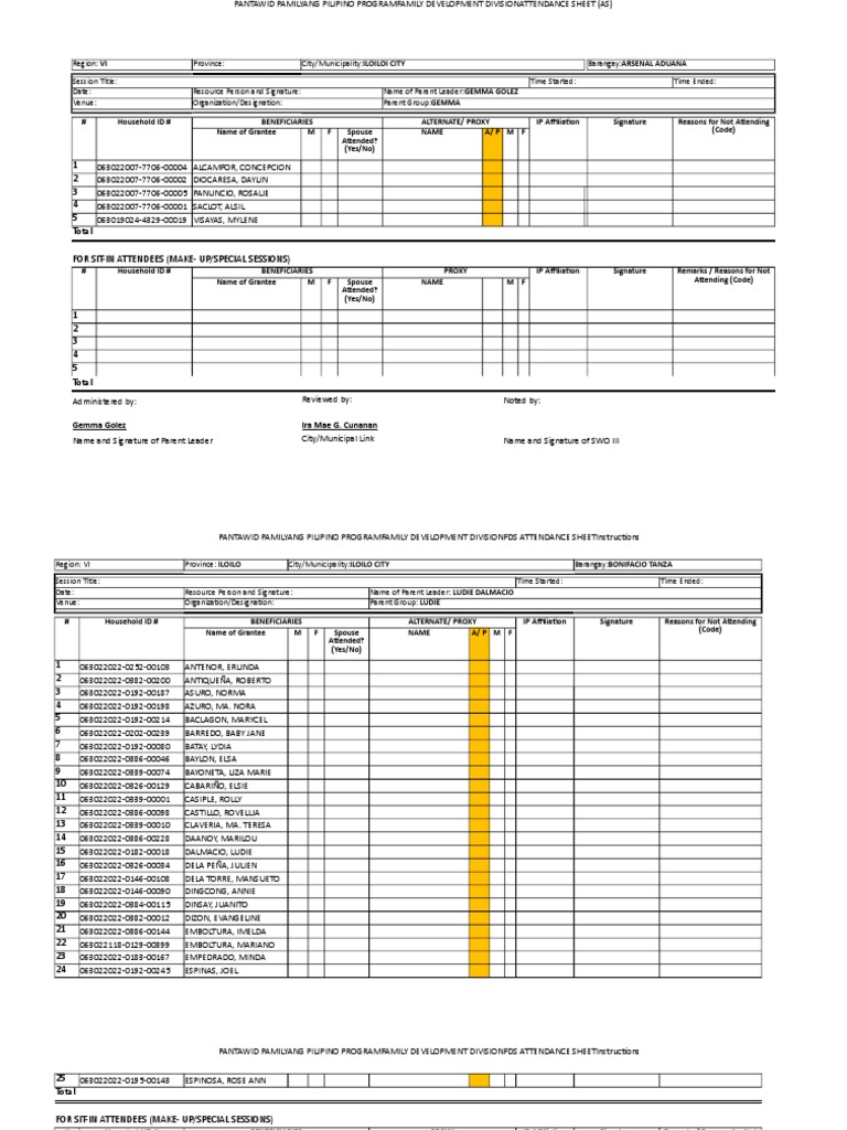 FDS Attendance Sheet | PDF
