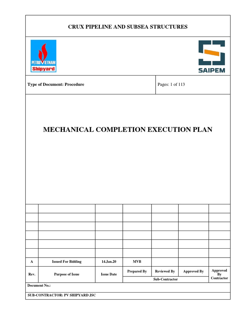 Mechanical Completion Procedure | PDF | General Contractor | Electrical ...