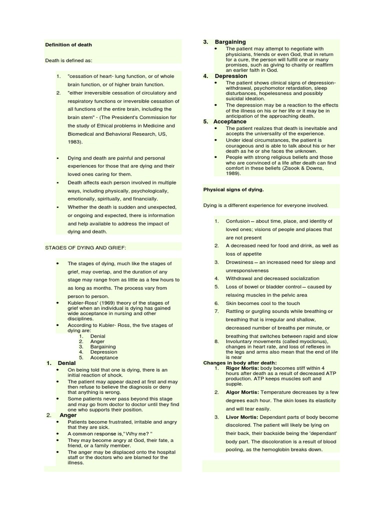 Death and Dying Handouts | PDF | Palliative Care | Death