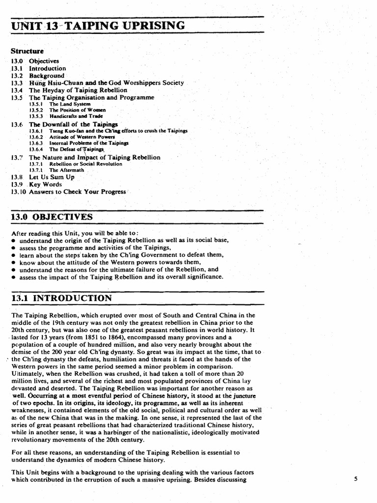 Taiping Rebellion - Ignou | PDF | Qing Dynasty | Rebellions