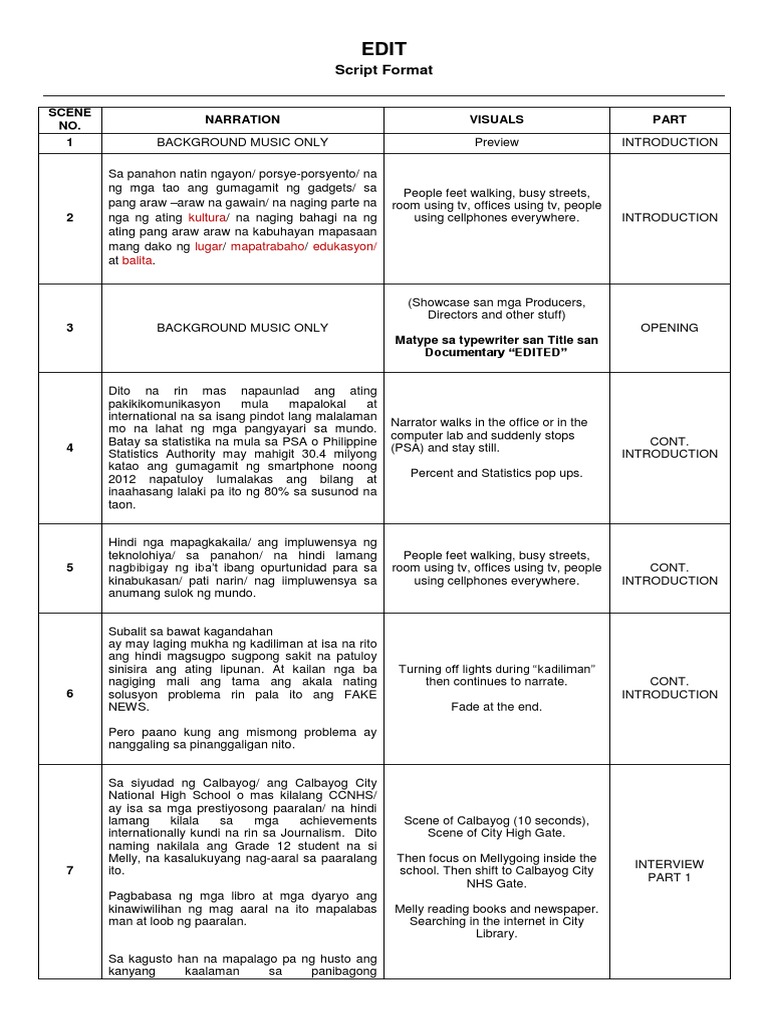 Documentary Script - MIL | PDF