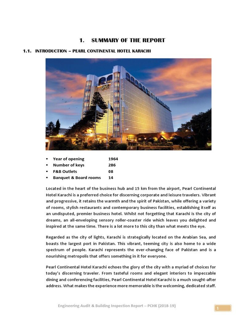Engineering Audit & Building Inspection Report of HOTEL BUILDING | PDF ...
