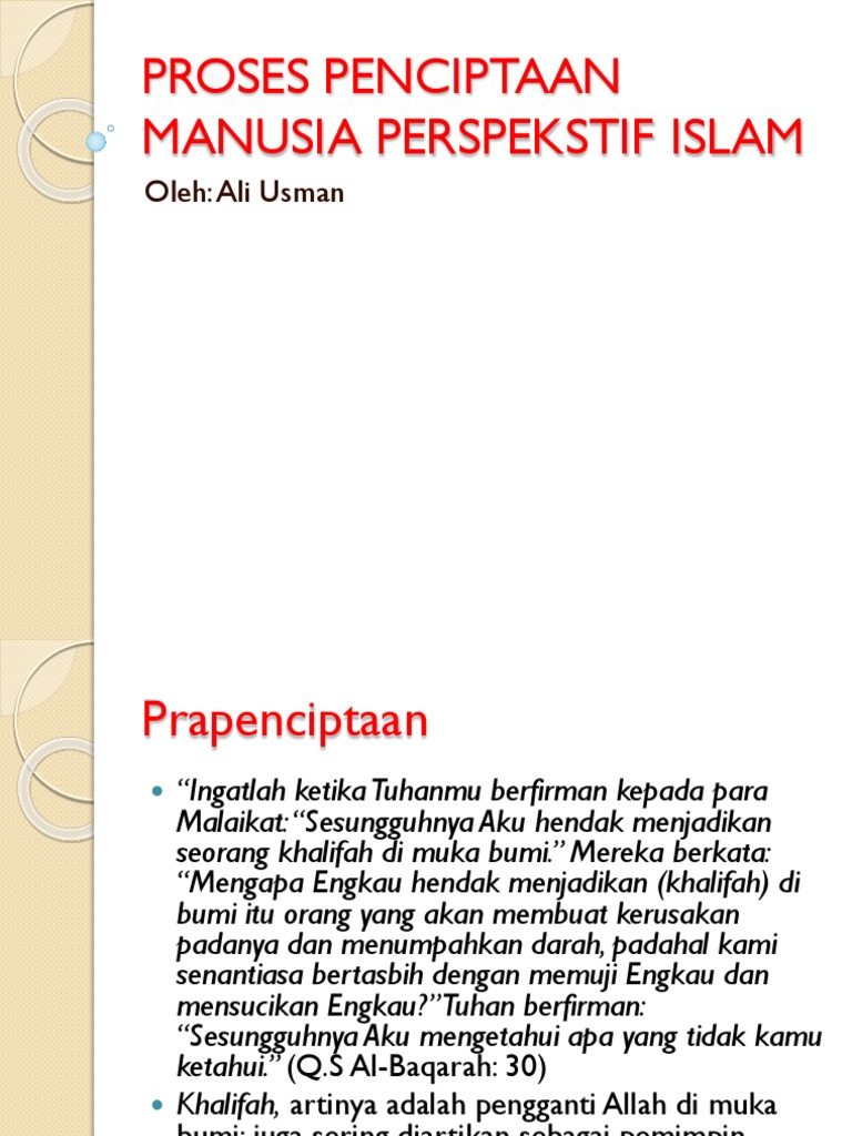 Penciptaan Manusia Dalam Al-Qur'an | PDF | Filsafat | Agama & Spiritualitas
