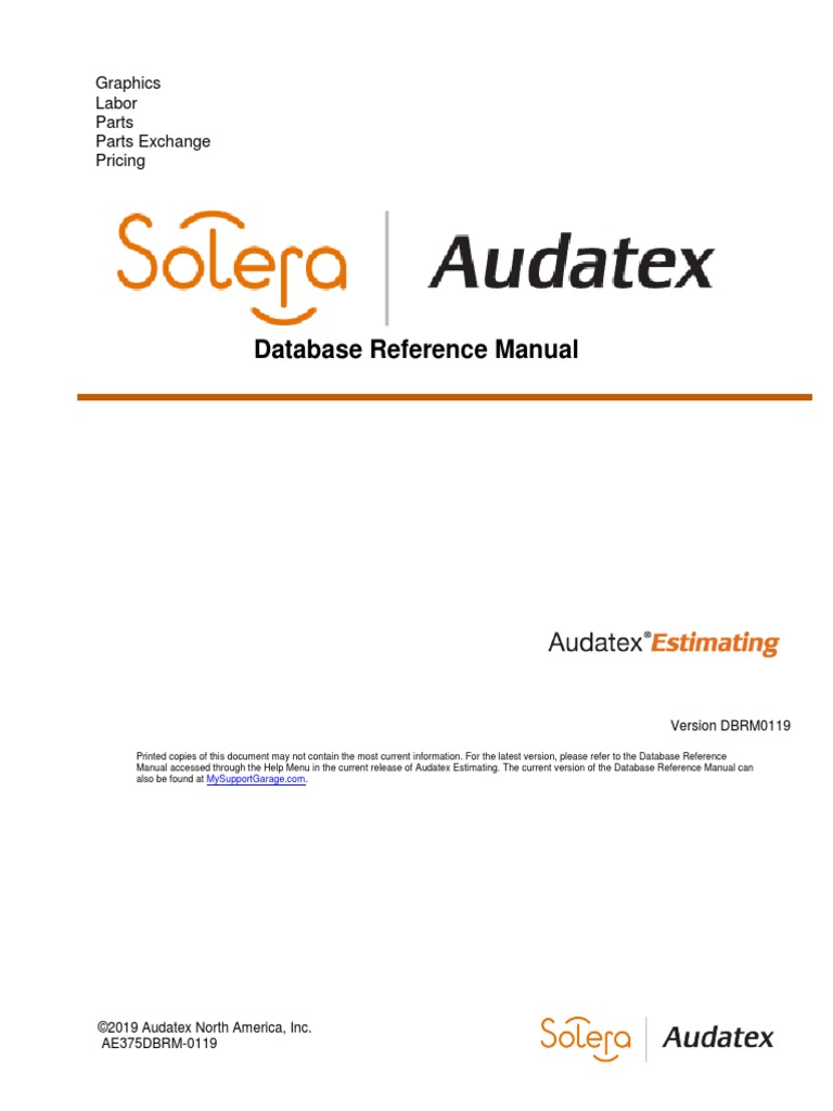 Audatex Database Reference Manual For Cars & Light Trucks | Download ...