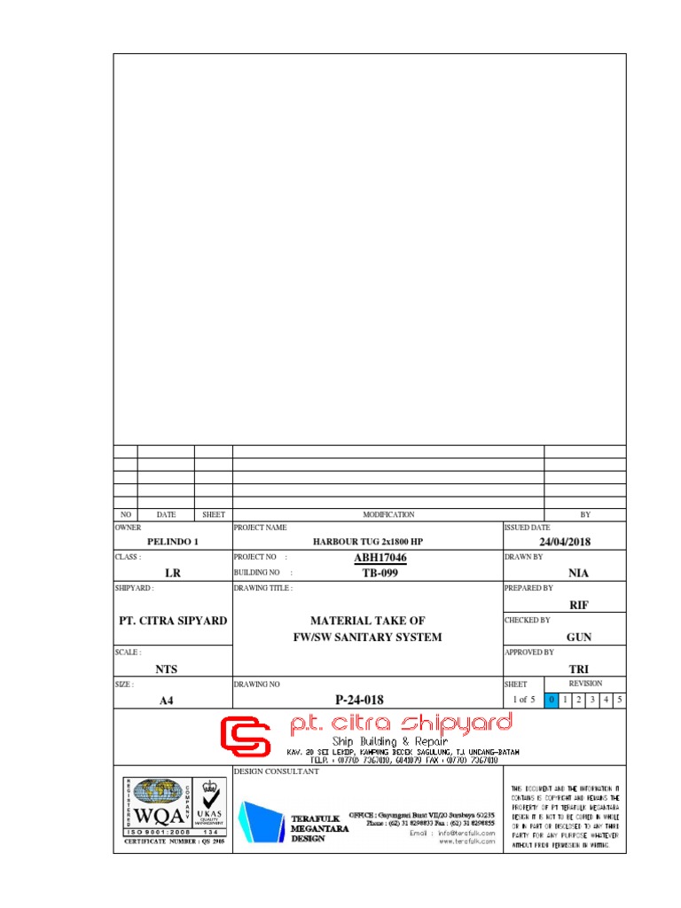 2x1800HP P-24-018 FW SW SANITARY MTO | PDF | Chemical Engineering ...