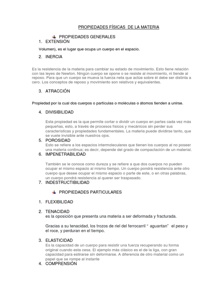 Propiedades Físicas de la Materia | PDF | Importar | Rieles