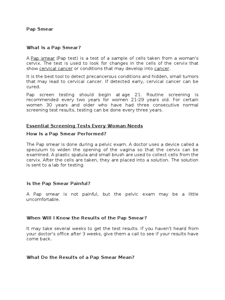 Pap Smear | PDF | Cervical Cancer | Gynaecologic Disorders