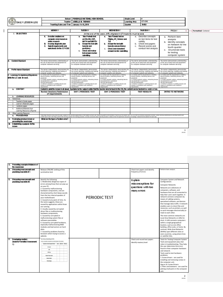 DLL Ict Third 9 | PDF | Computer Network | Educational Technology