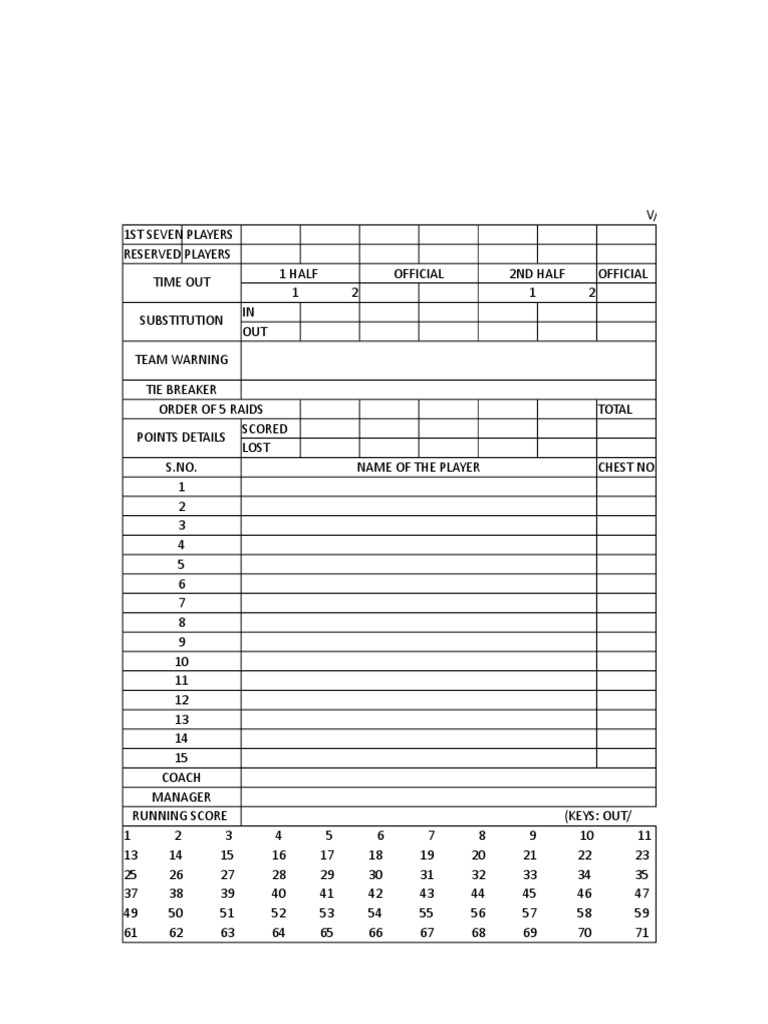 Score Sheet | PDF | Sports | Leisure