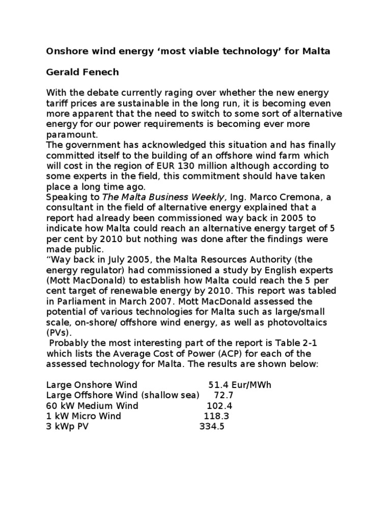 GF - Renewable Energy Marco Cremona | PDF | Offshore Wind Power | Wind ...