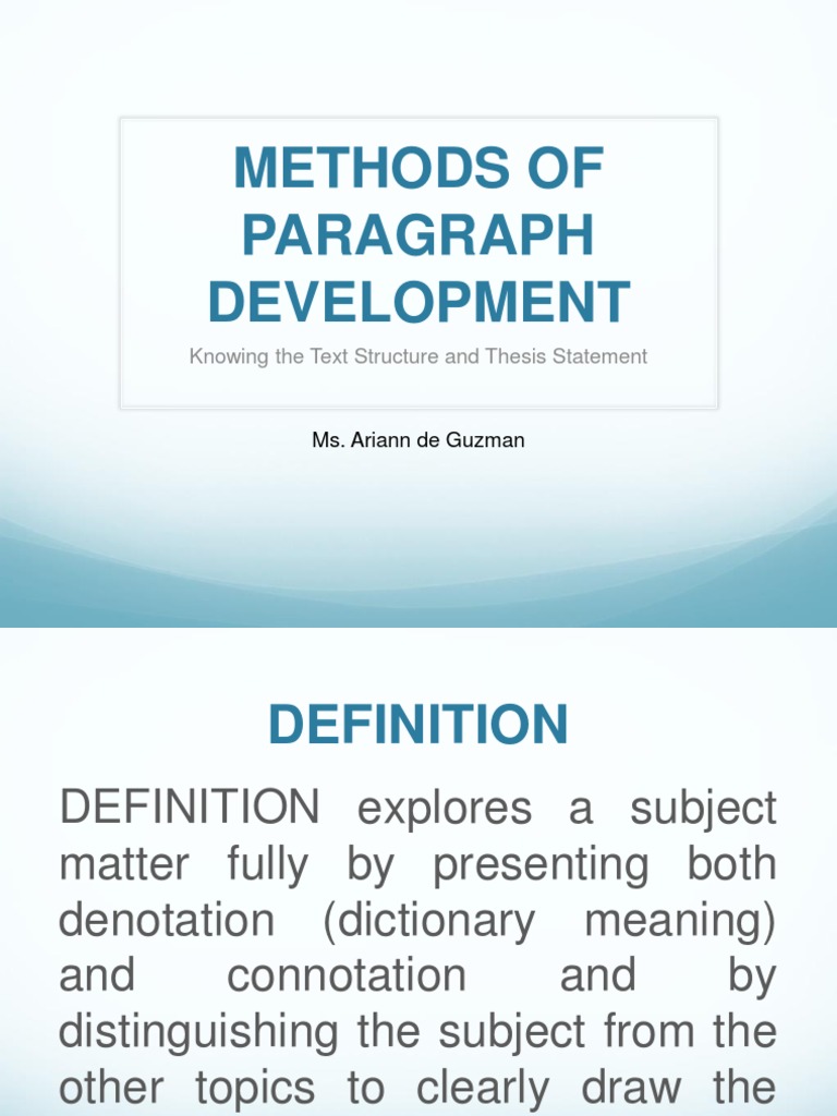 EAPP. Methods of Paragraph Development. 2019 | PDF | Caste | Ice