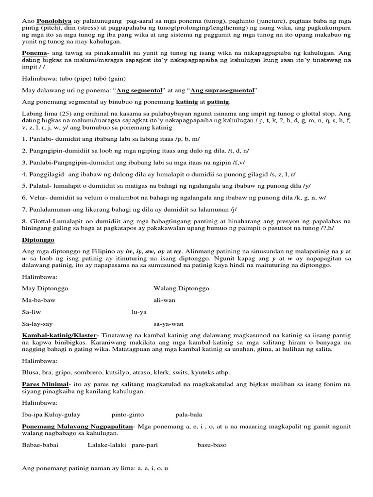 Handouts in Filipino | PDF