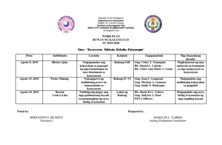 Buwan NG Kasaysayan (Action Plan) | PDF