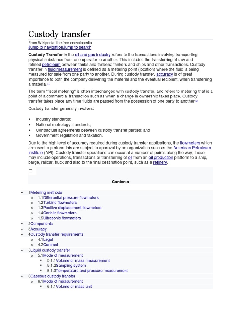 Custody Transfer | PDF | Flow Measurement | Liquids