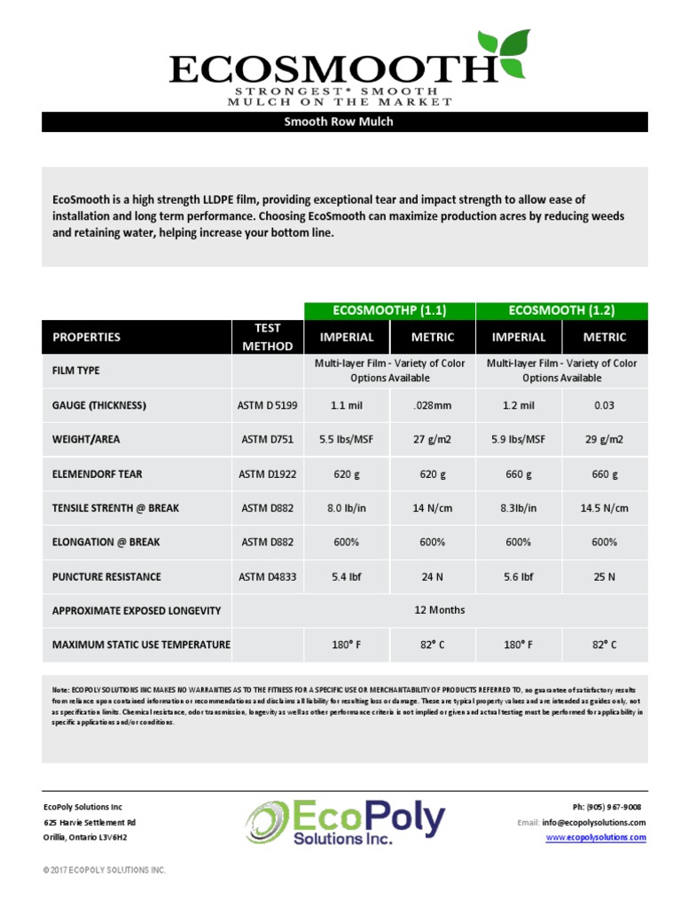 EcoPoly Data Sheet Template EcoSmooth PDF | PDF | Materials Science ...