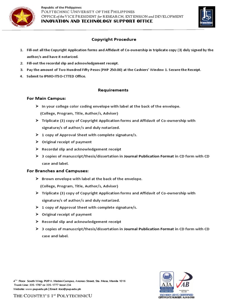 Copyright Procedure 09182019 | PDF | Invention | Patent