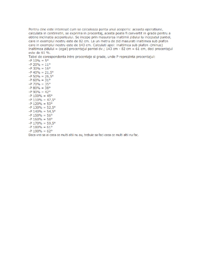 Calcul Panta Grade Procente | PDF