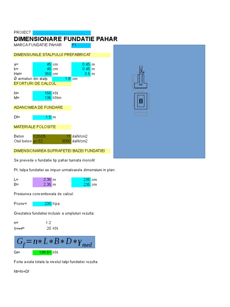 Calcul Fundatie-Pahar hALA STALPI 45 | PDF