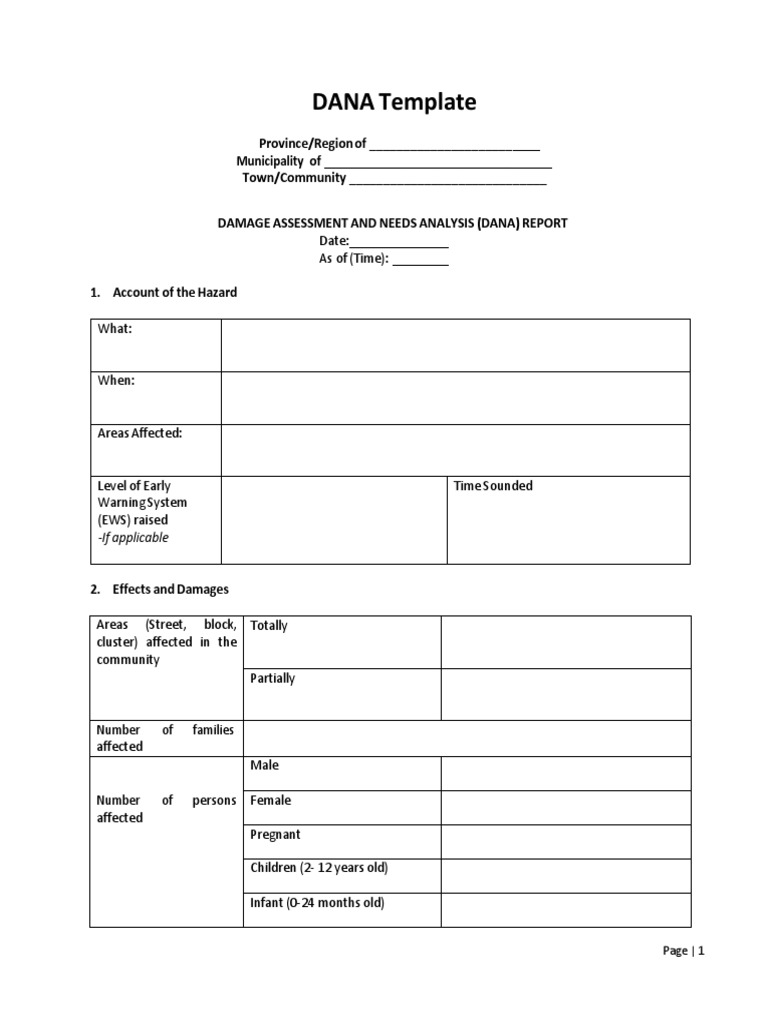 DANA Form | PDF | Emergency Evacuation | Disasters