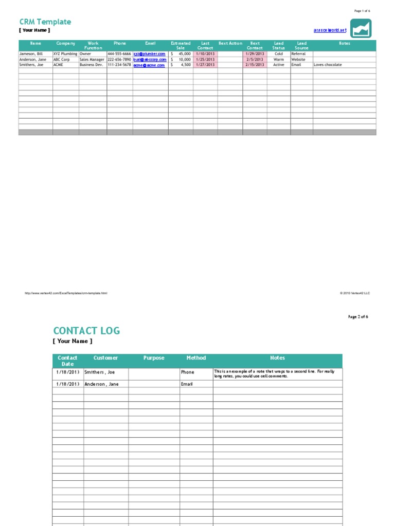 Excel CRM Template | PDF | Customer Relationship Management | Cyberspace