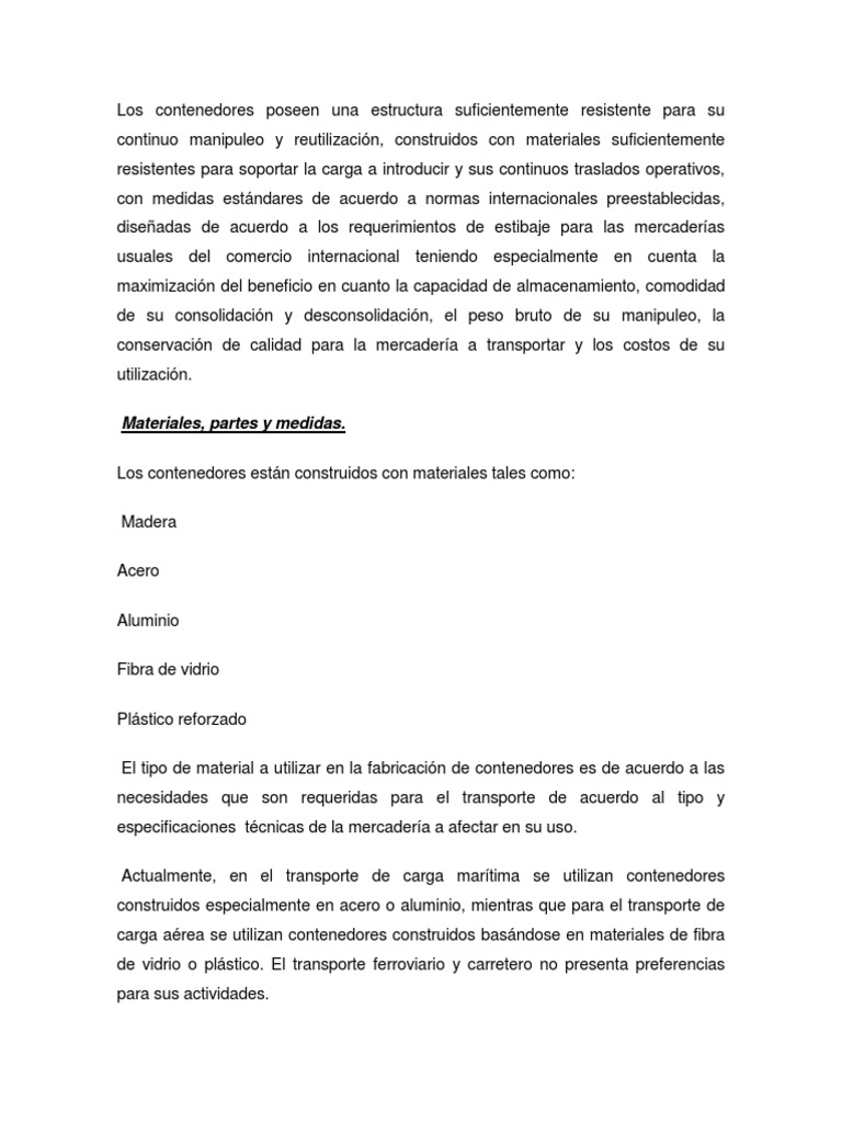 Partes de Un Contenedor | PDF | Acero | Transporte