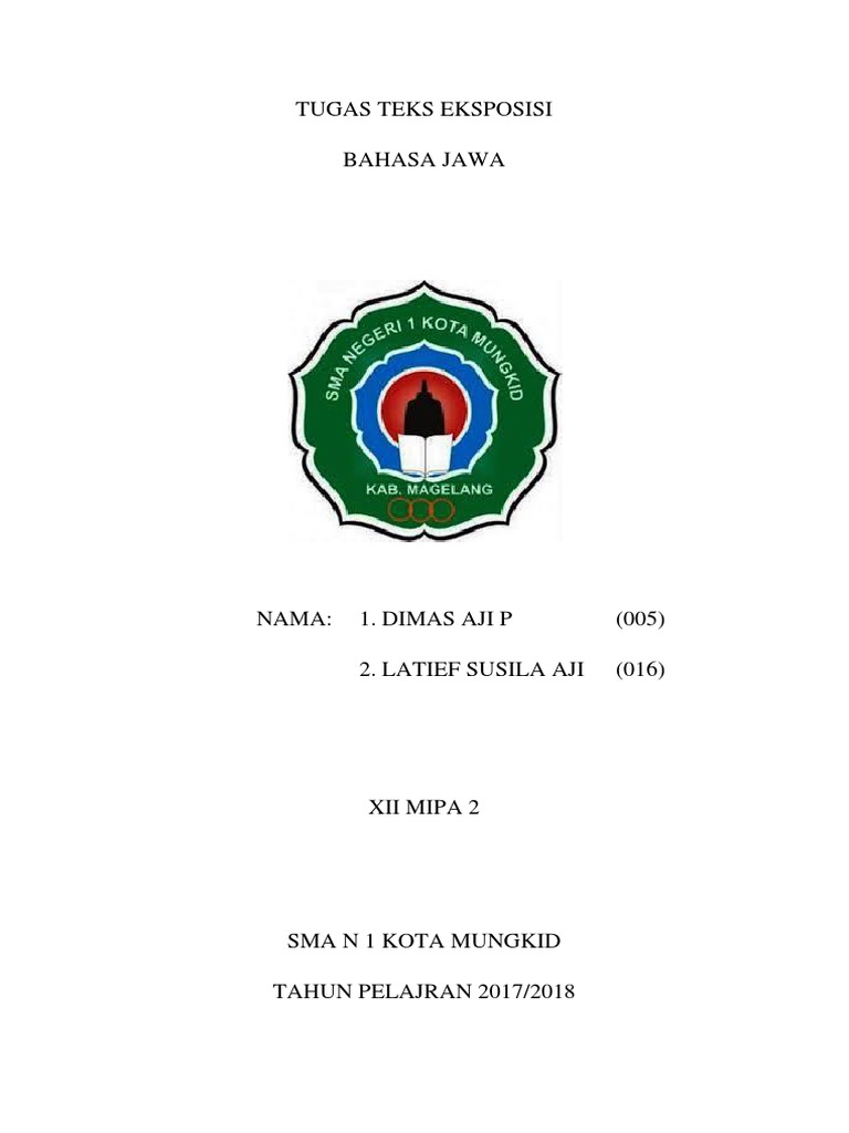 Tugas Teks Eksposisi Bahasa Jawa Nama 1. | PDF