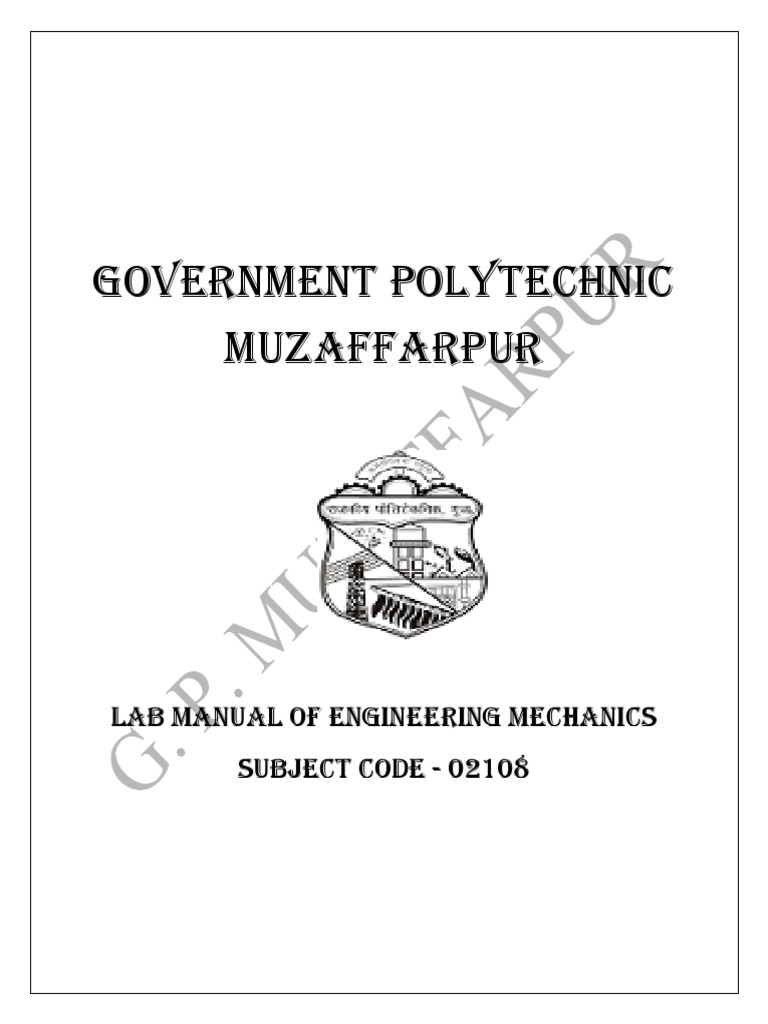 Engineering Mechanics Lab Manual | PDF | Force | Axle