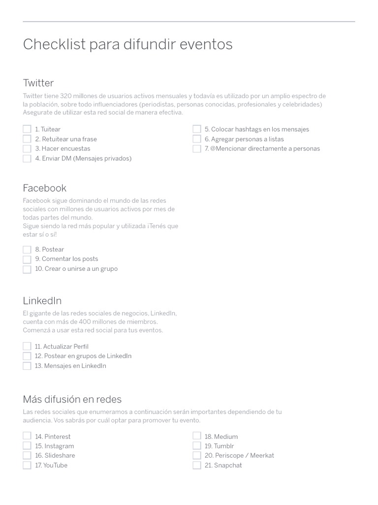 Checklist completo para difundir eventos de manera efectiva a través de ...